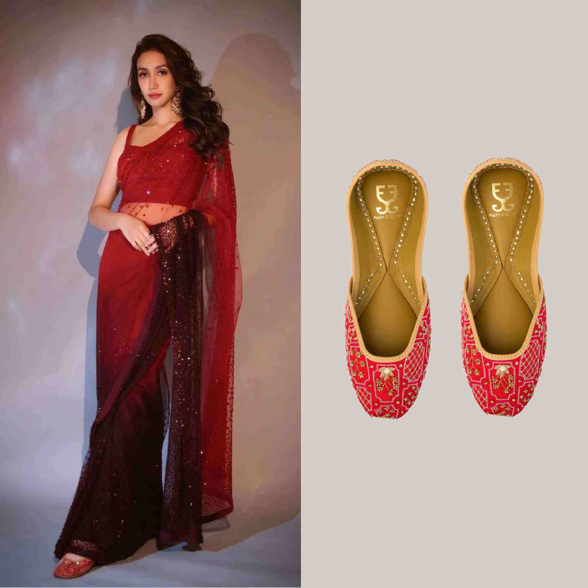 Shreya Chaudhary in Ruby Rogue Juttis – Fizzy Goblet